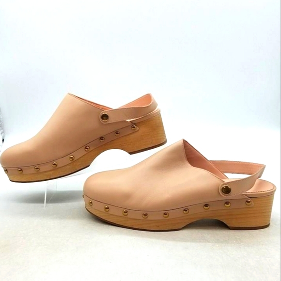J. Crew | Shoes | J Crew Womens Wooden Sole Pink Leather Clogs Sz 5 ...